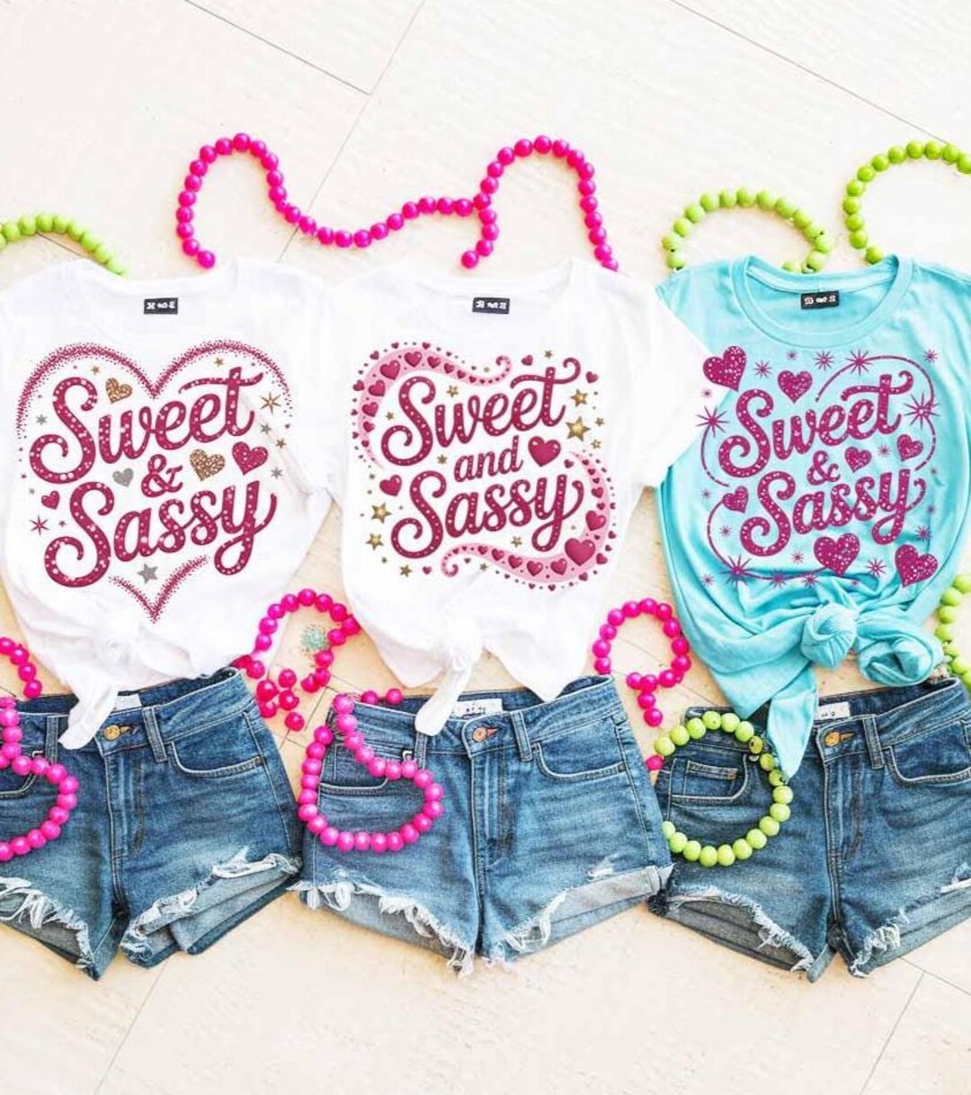 Sweet and Sassy SVG PNG Bundle With Pink Glitter Hearts and Stars, Cute ...