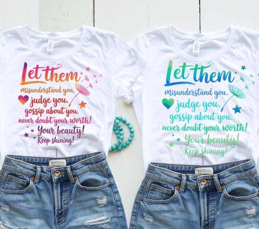 Inspirational Quote SVG PNG 2 Color Bundle Keep Shining Let Them Judge ...