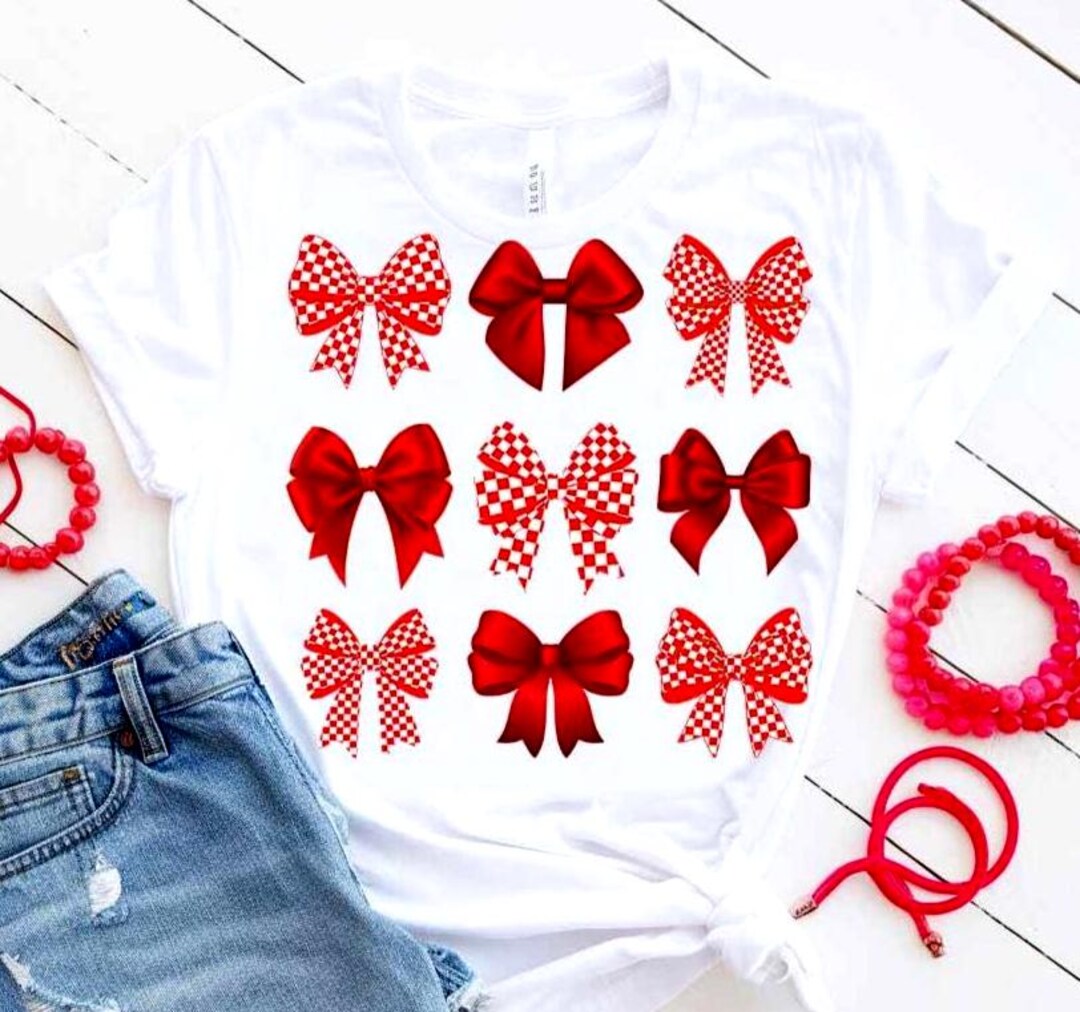 Red Bows SVG 3 Versions PNG Bundle Mix and Matching Family Shirts Red ...