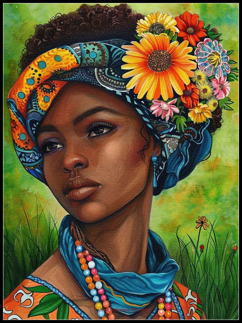 African Woman 1 - Counted Cross Stitch Patterns - Printable Chart PDF ...