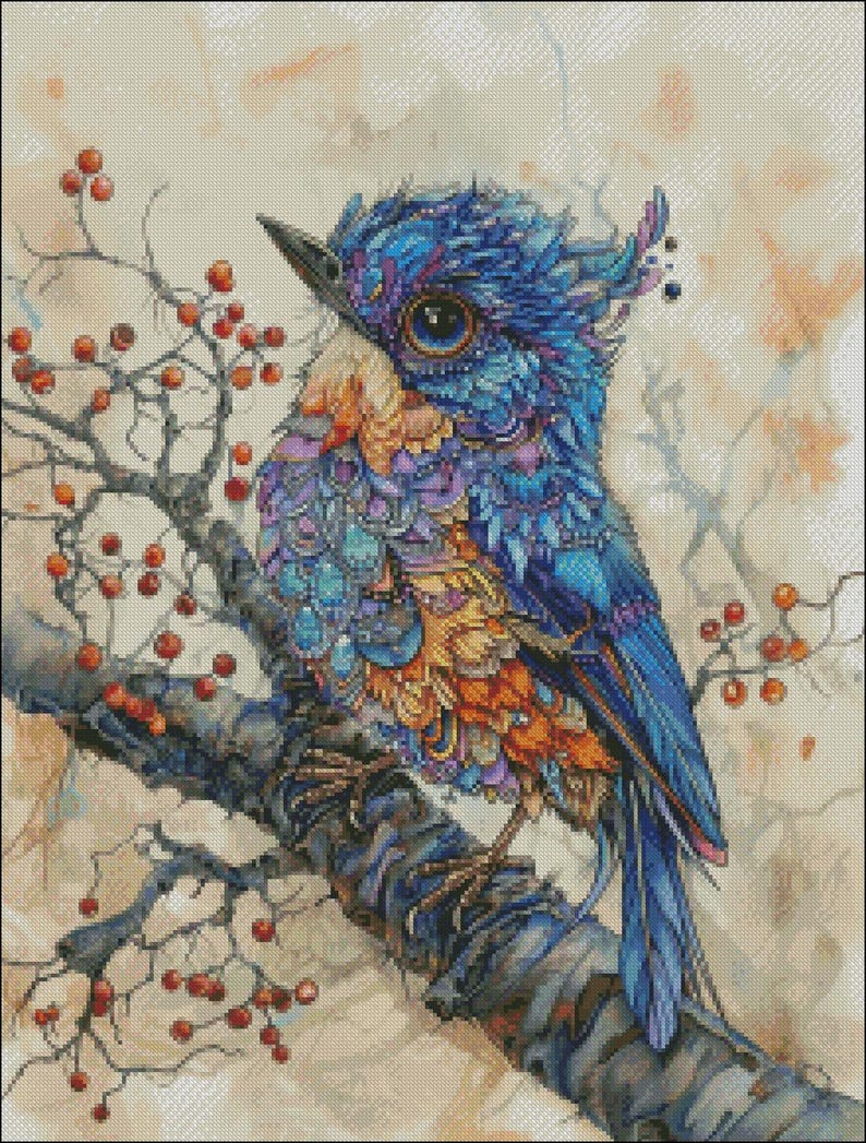 Decor Blue Tit - Counted Cross Stitch Patterns - Printable Chart PDF ...