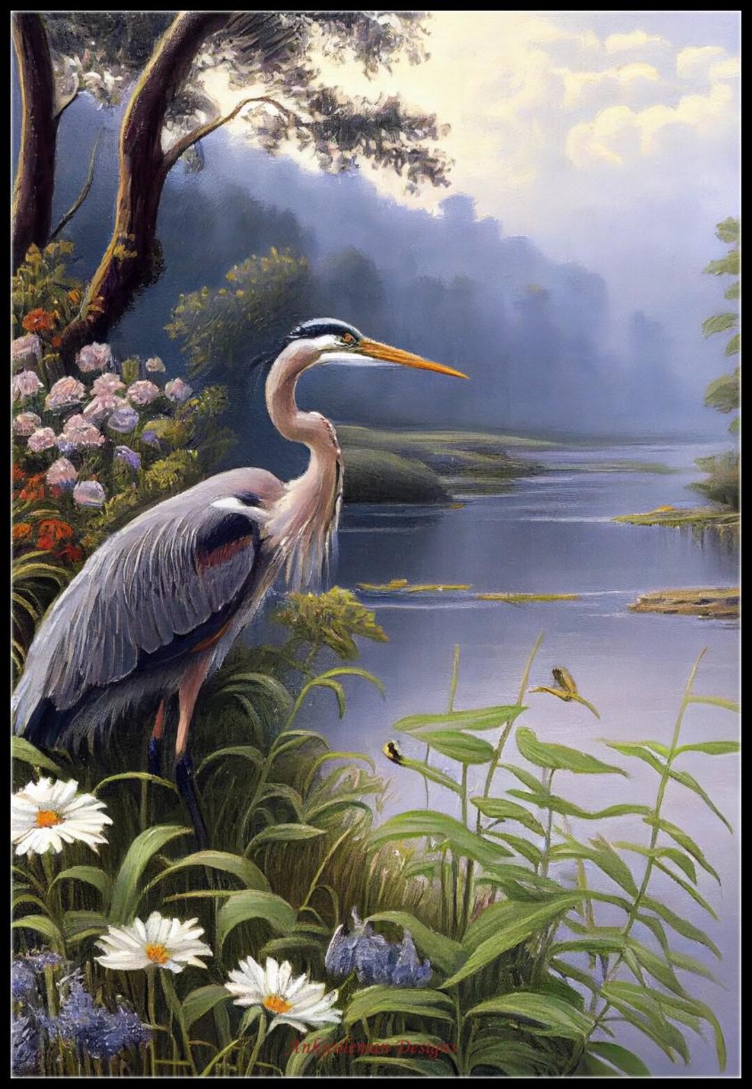 Great Blue Heron by the Water 2 - Counted Cross Stitch Patterns ...