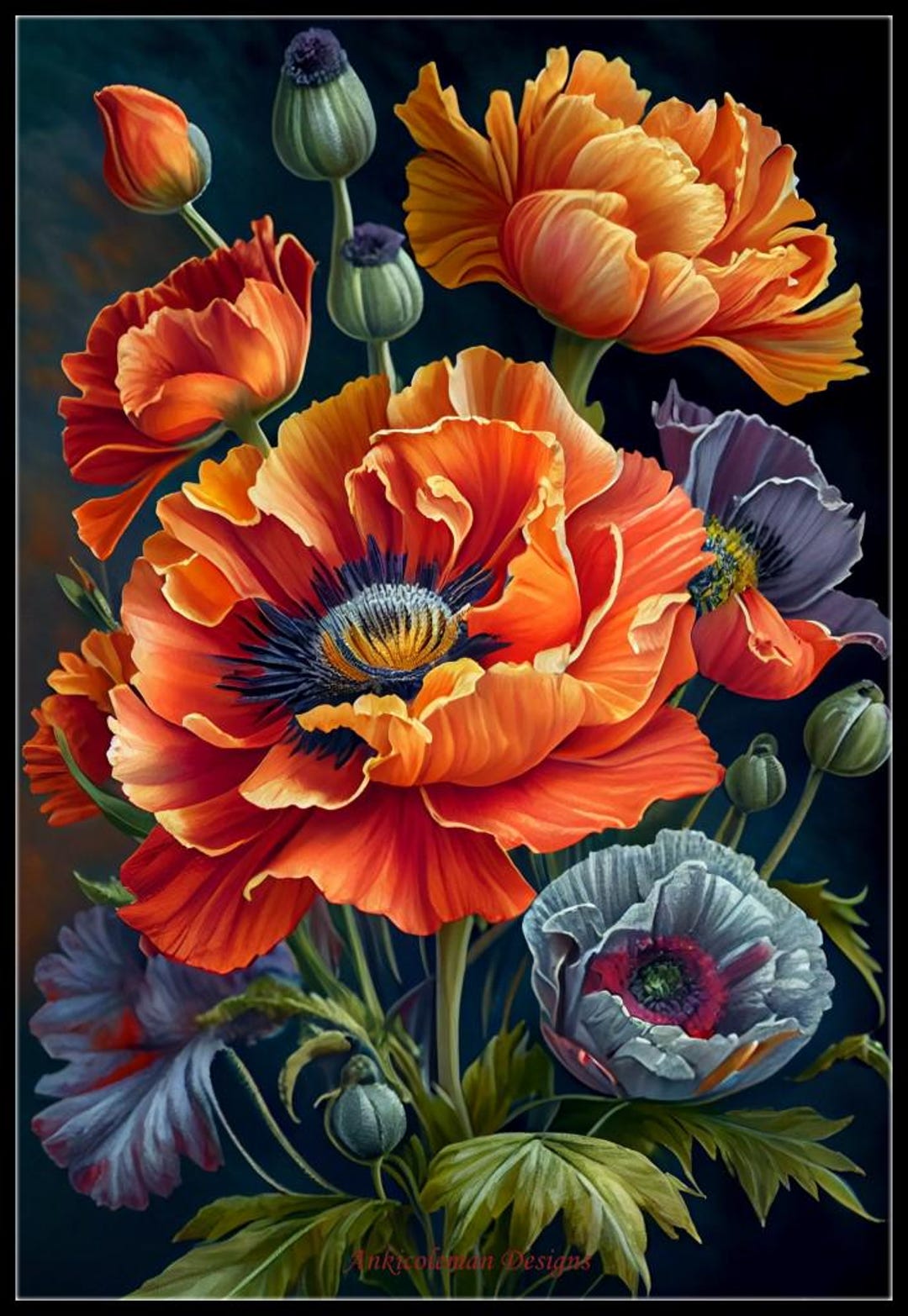 Poppy Floral 3 - Cross Stitch Patterns - Printable Chart PDF Format ...