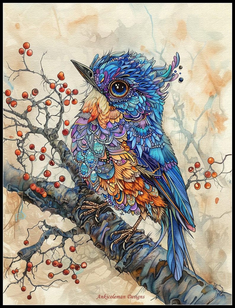 Decor Blue Tit - Counted Cross Stitch Patterns - Printable Chart PDF ...