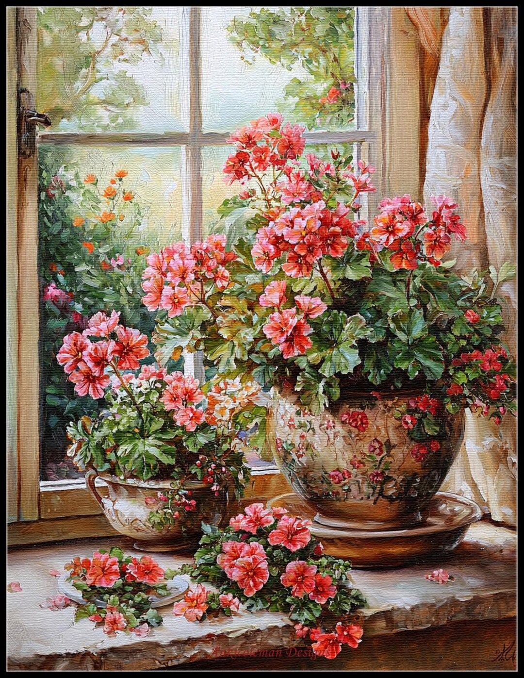 Summer Geraniums - Counted Cross Stitch Patterns - Printable Chart PDF ...