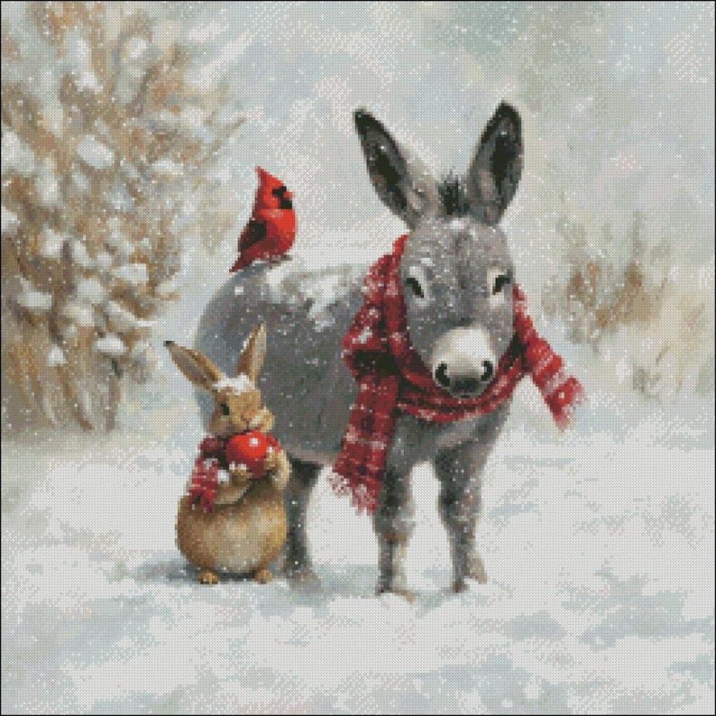 Cross Stitch Kit - Frosty Meeting - Donkey Cross Stitch Pattern - DIY ...