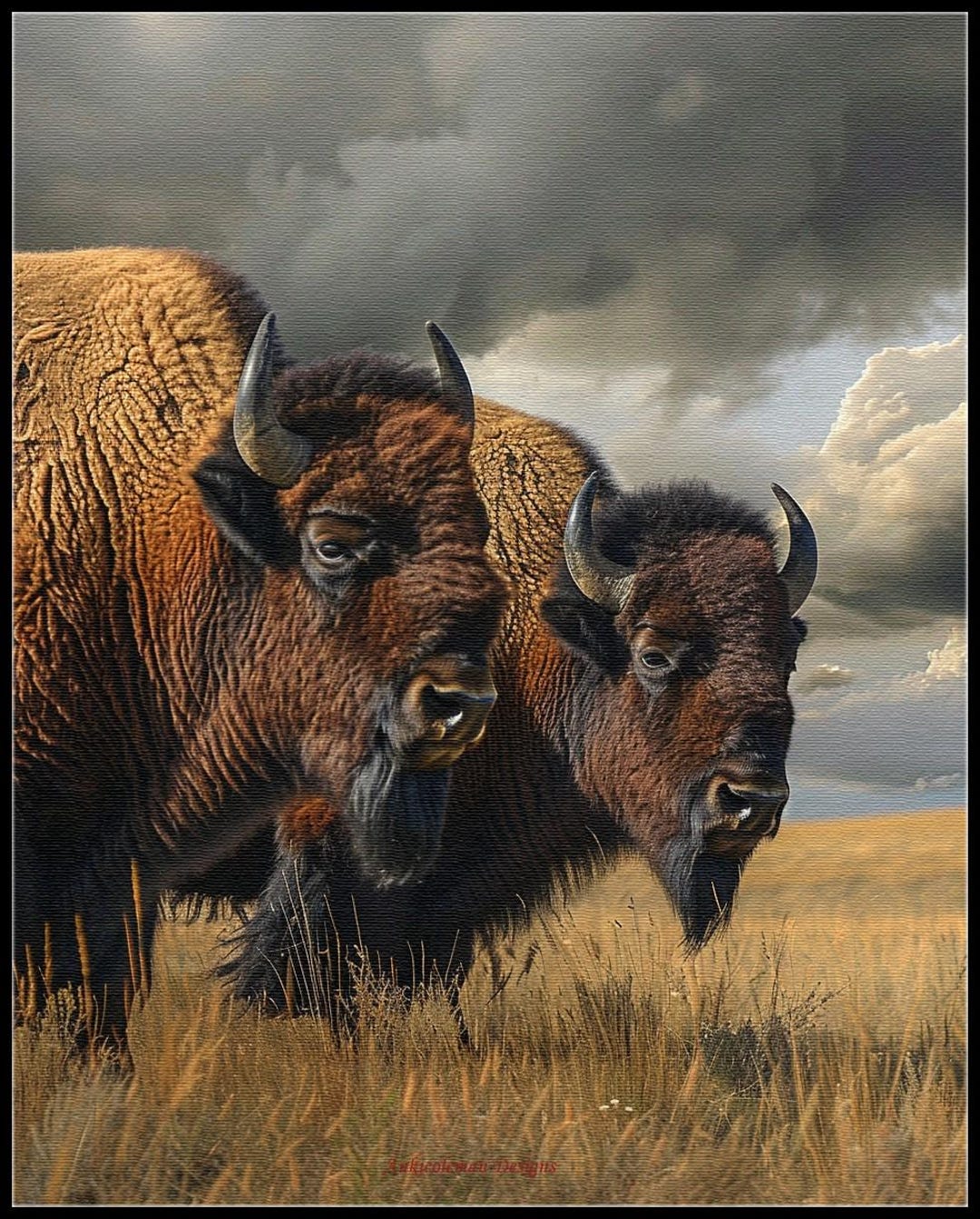 Bison at the Prairie - Counted Cross Stitch Patterns - Printable Chart ...