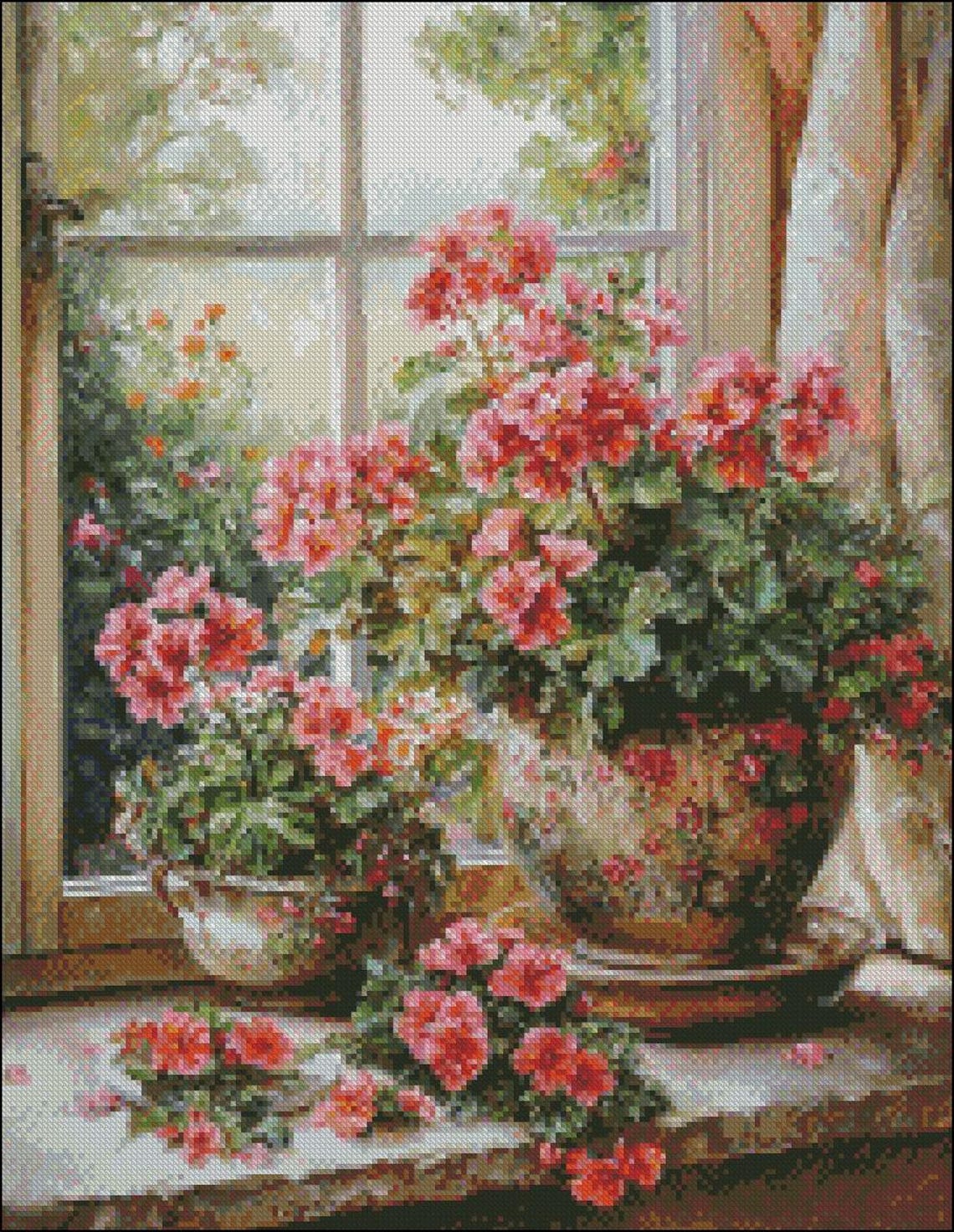 Summer Geraniums - Counted Cross Stitch Patterns - Printable Chart PDF ...