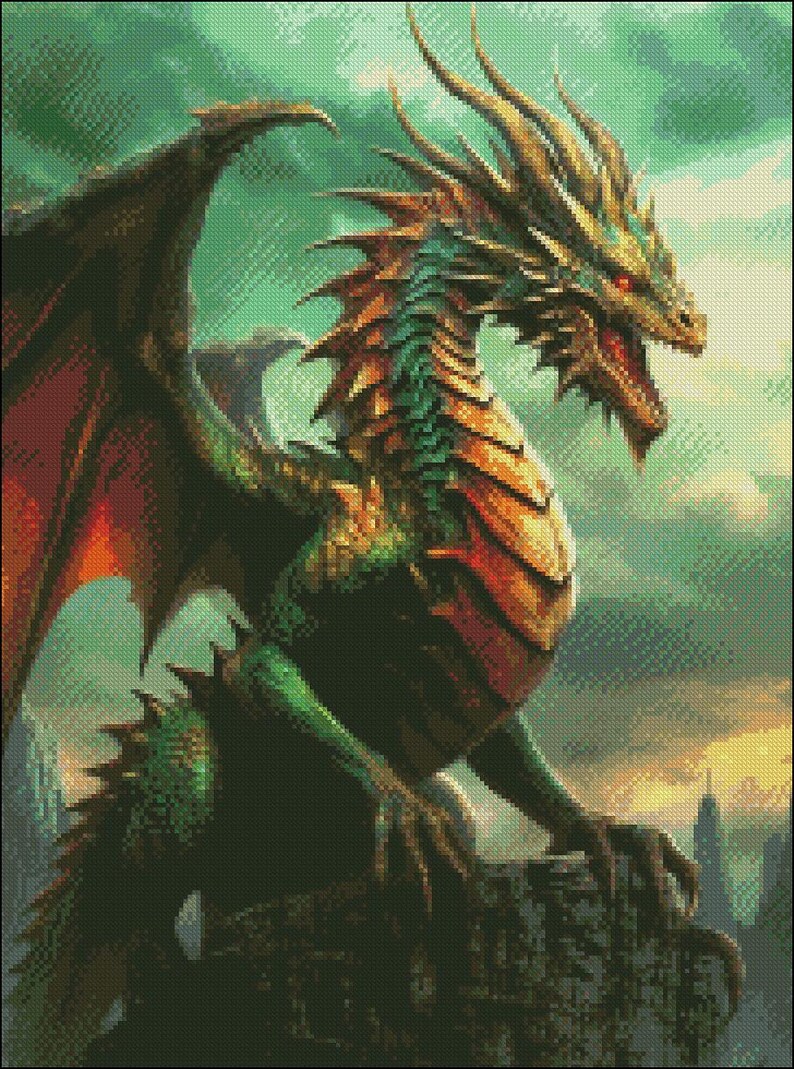 Fantasy Dragon - Cross Stitch Patterns - Printable Chart PDF Format ...