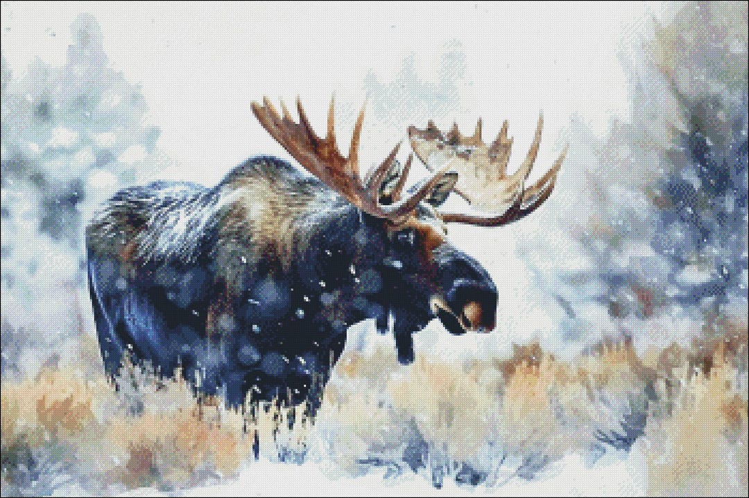 Cross Stitch Kit - Yellowstone Moose - Moose Cross Stitch Pattern - DIY ...