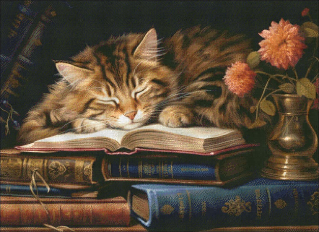 Cross Stitch Kit - the Cat Nap 2 - Cat Cross Stitch Pattern - DIY ...