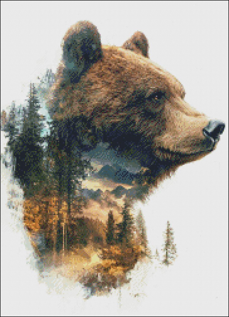 Abstract Grizzly - Counted Cross Stitch Patterns - Printable Chart PDF ...