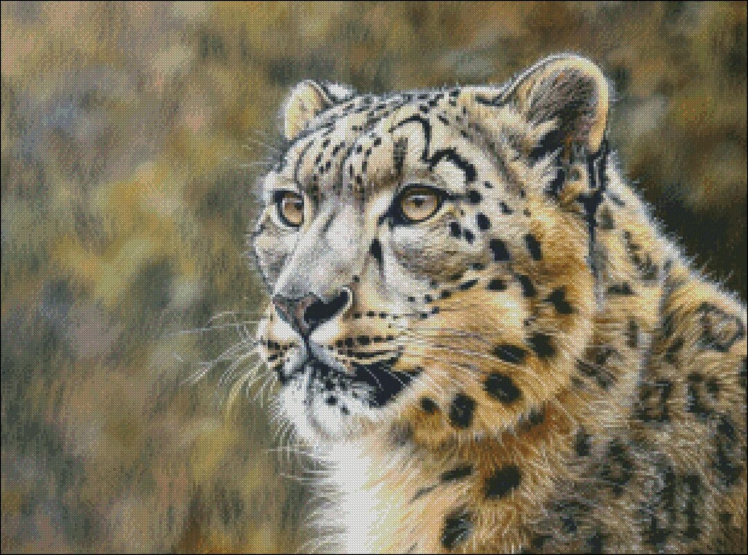 Cross Stitch Kit - Elegant Snow Leopard - Leopard Cross Stitch Pattern ...