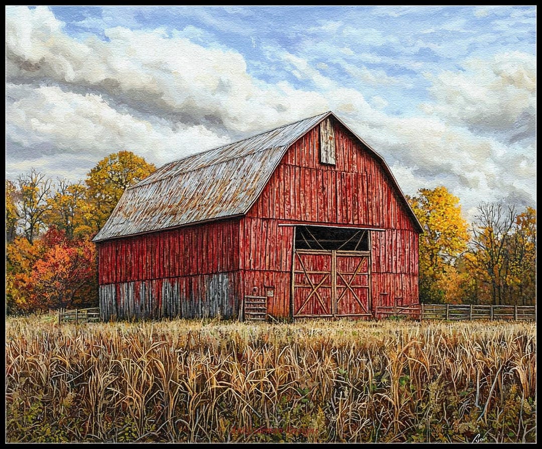 Red Barn View - Counted Cross Stitch Patterns - Printable Chart PDF ...