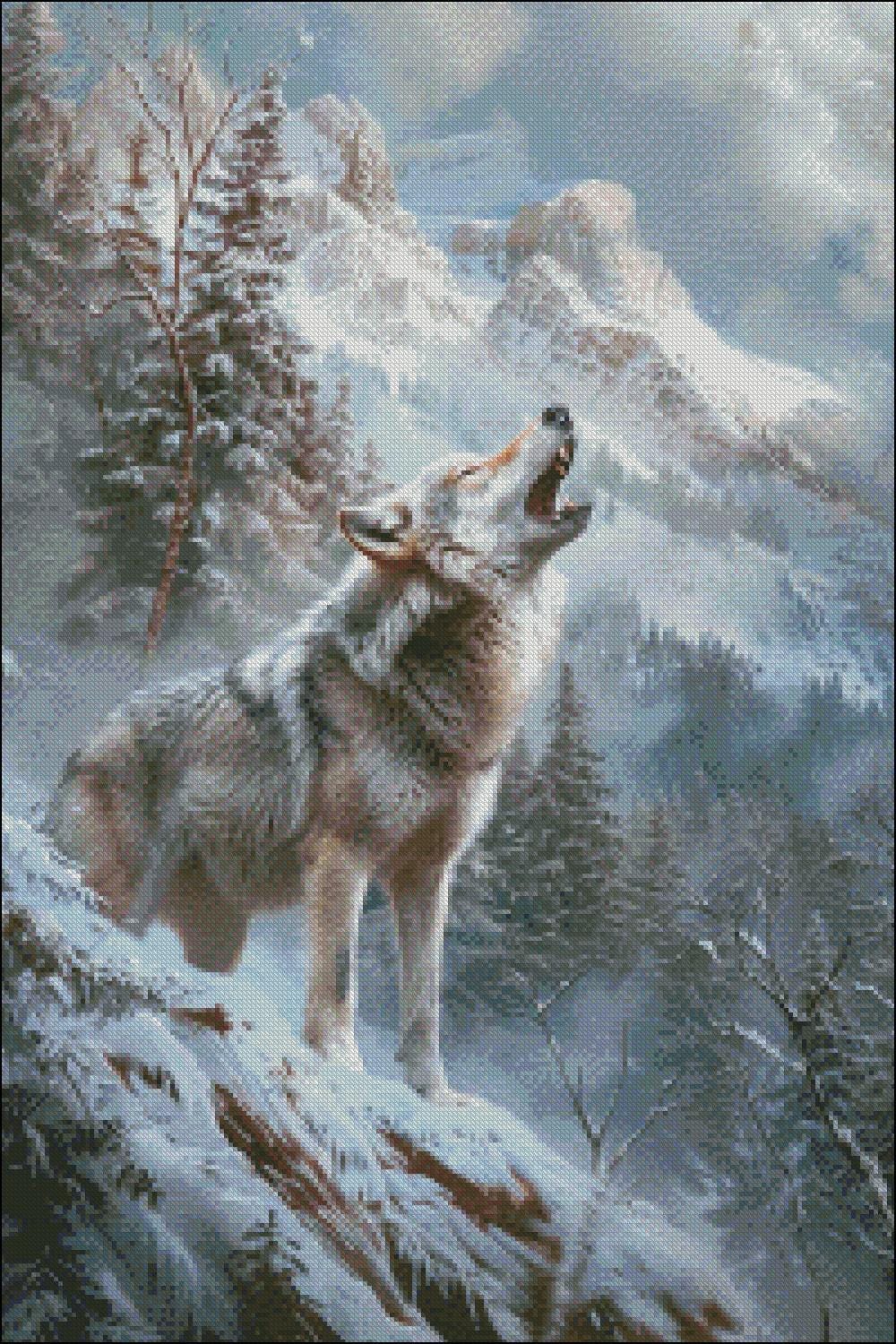 Cross Stitch Kit - A Grey Wolf - Wolf Cross Stitch Pattern - DIY ...