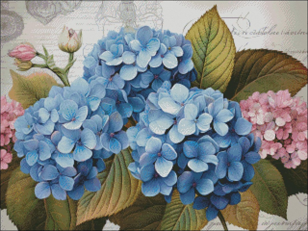 Cross Stitch Kit - Botanical Hydrangea - Flower Cross Stitch Pattern ...