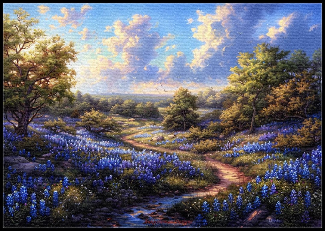 Texas Bluebonnets - Counted Cross Stitch Patterns - Printable Chart PDF ...