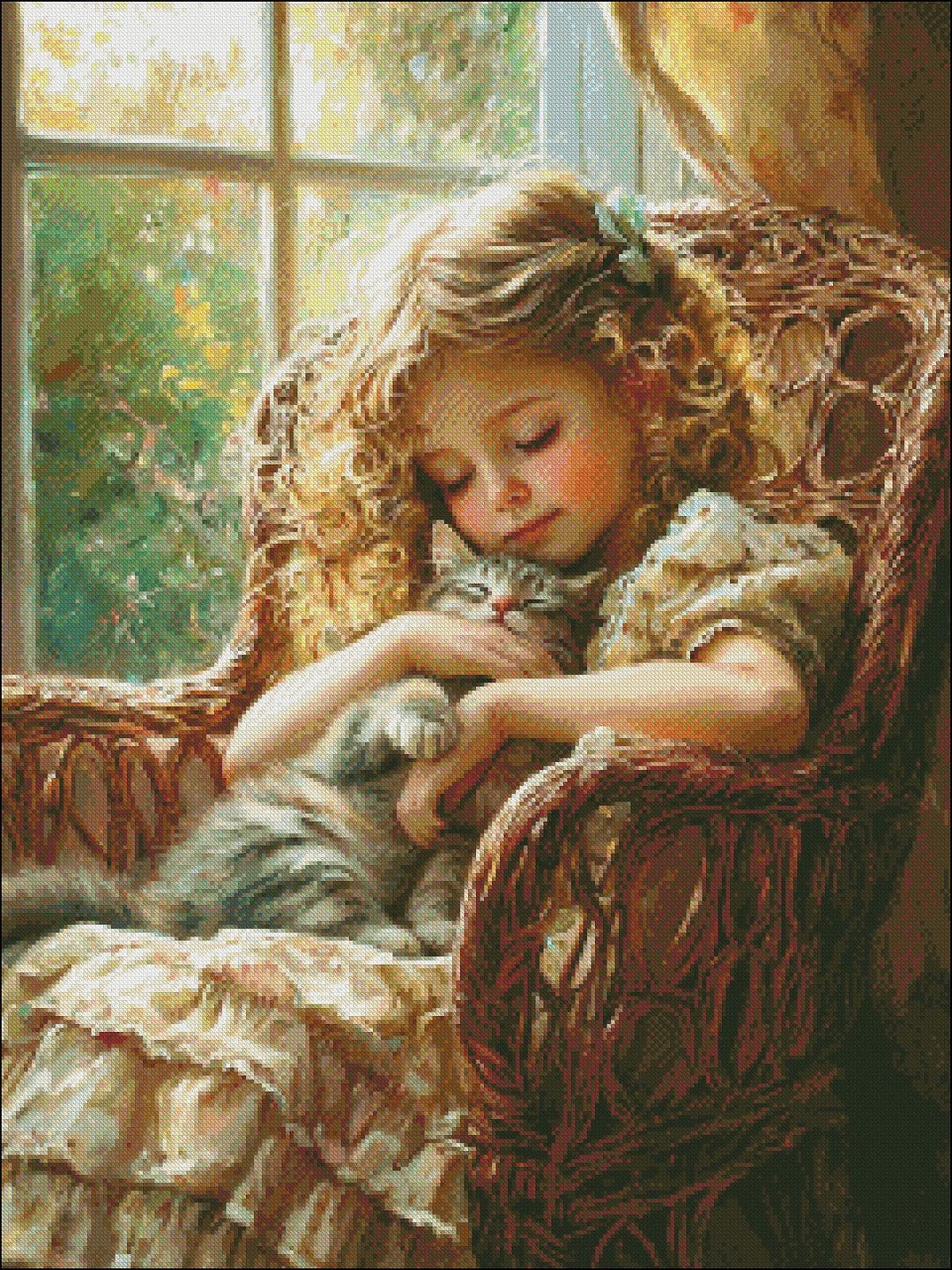 Cross Stitch Kit - A Nap Companion - Girl Cross Stitch Pattern - DIY ...