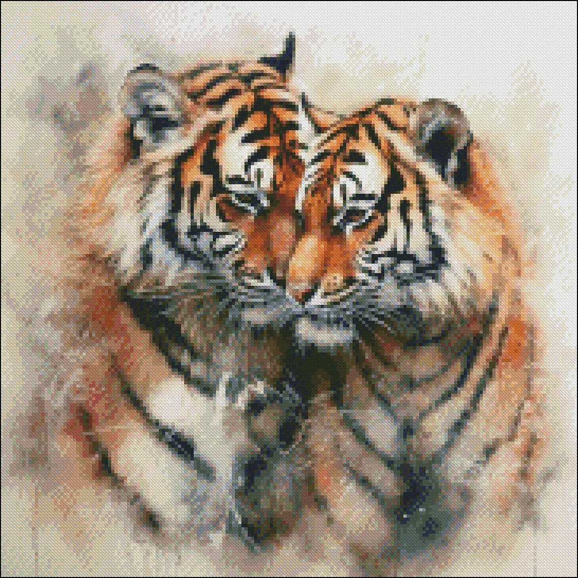 Tigers Snuggle - Cross Stitch Patterns - Printable Chart PDF Format ...