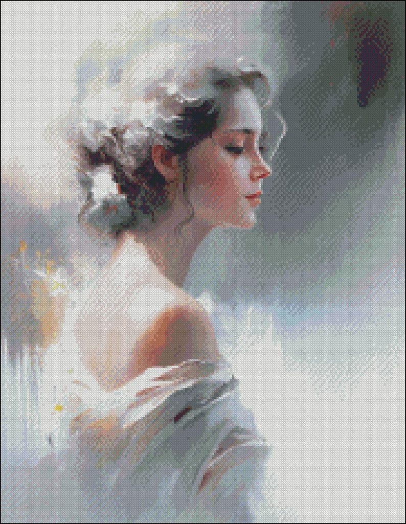 Lady Profile Portrait - Cross Stitch Patterns - Printable Chart PDF ...