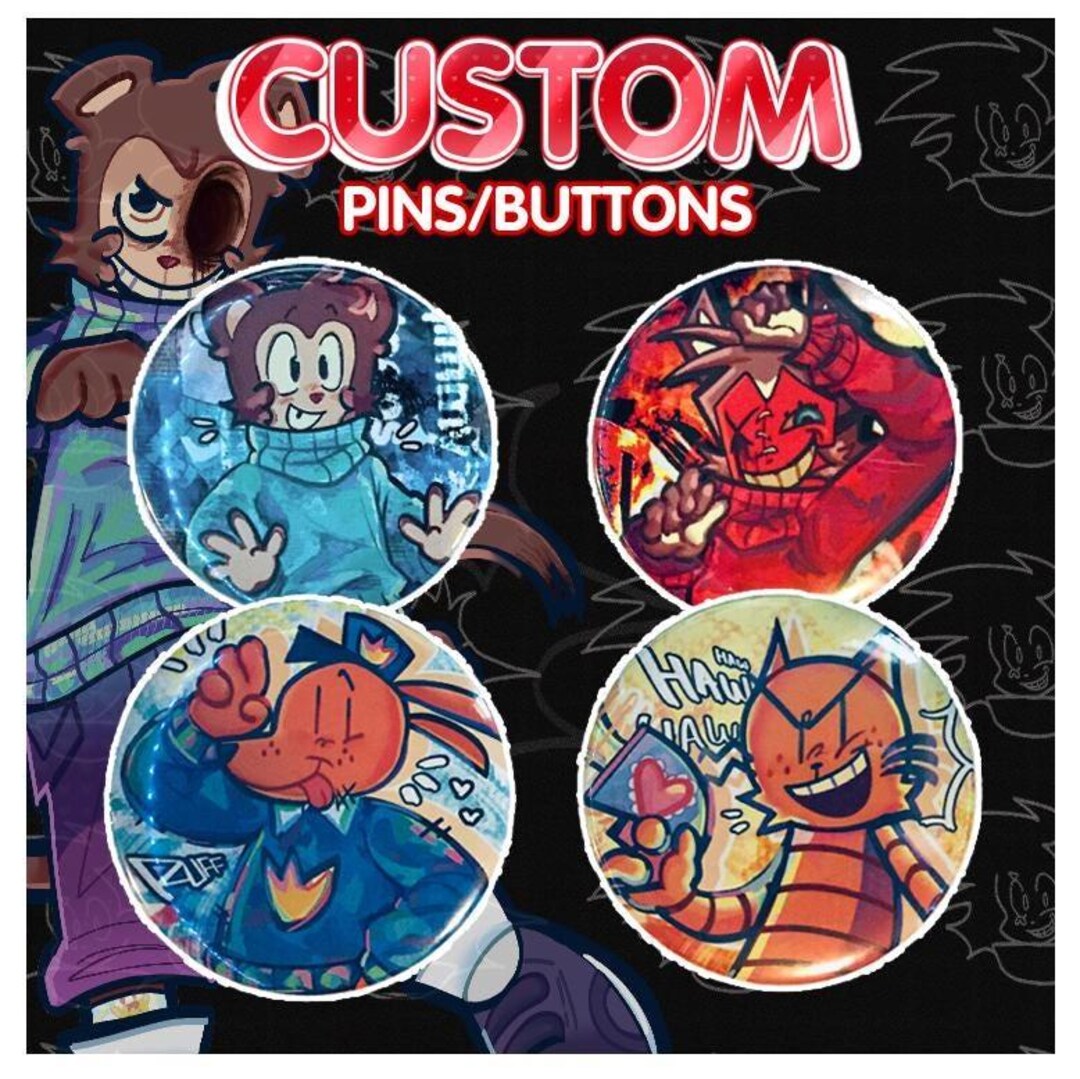 CUSTOM - 3'' Character Buttons Commission W Illustration - Etsy