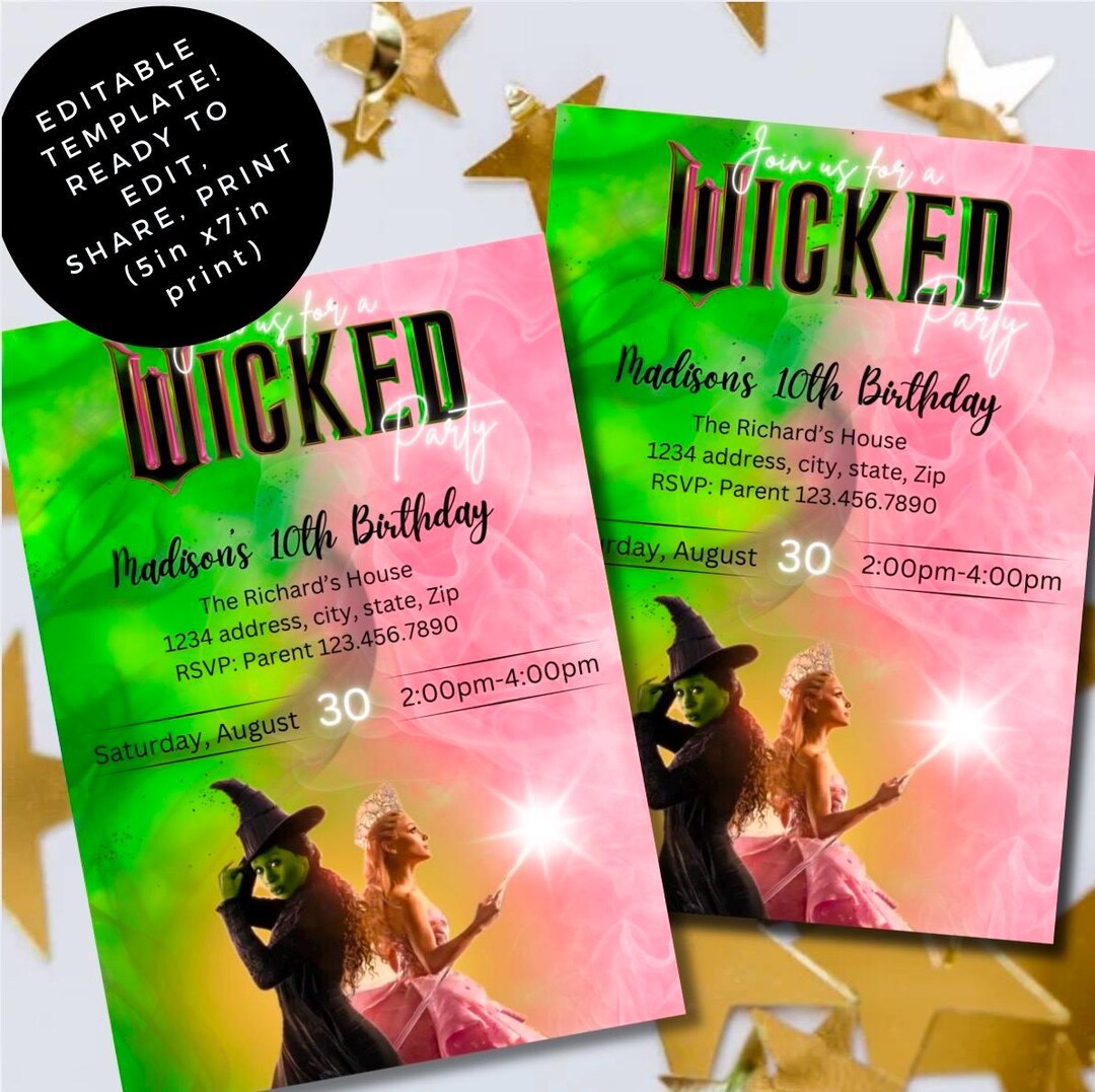 Wicked Party Invitation Template (edit, Download, Print, Share) - Etsy