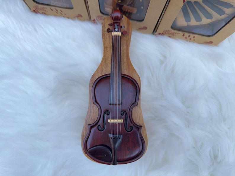 Handmade Wooden Violin Puzzle Box – Secret Compartment Jewelry Storage ...