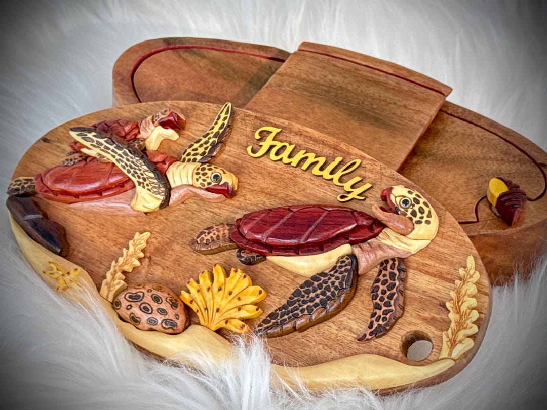 Handcrafted Sea Turtle Puzzle Box – Exotic Hardwood Ohana Keepsake - Etsy
