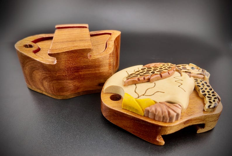 Handmade Wooden Sea Turtle Puzzle Box: Coastal Hidden Compartment - Etsy