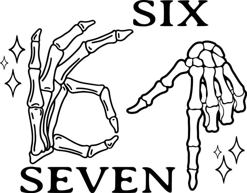 Six Seven Skeleton Hand Meme: Retro Halloween PNG SVG (digital Download ...