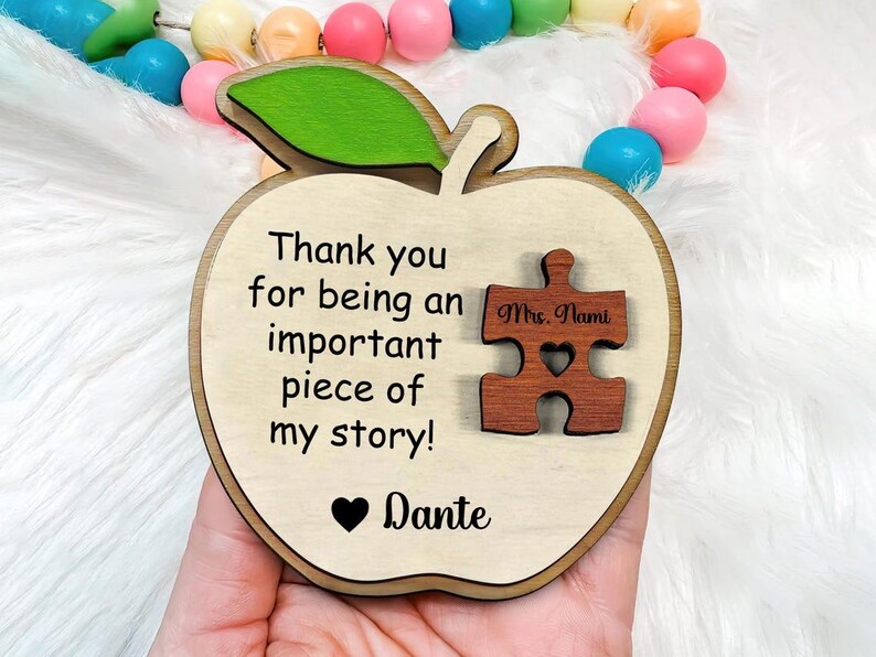 Personalized Teacher Apple Wooden Sign, Custom Gift for Teacher ...