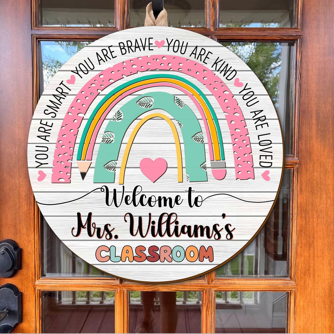 Personalized Teacher Door Sign, Classroom Door Hanger, Teachers ...