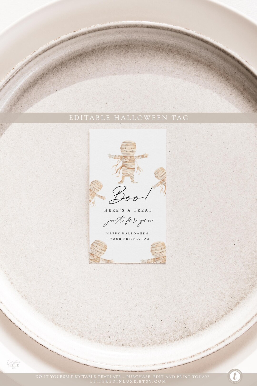 Halloween Tag Digital | Editable Happy Halloween Treat Bag Tag Template ...