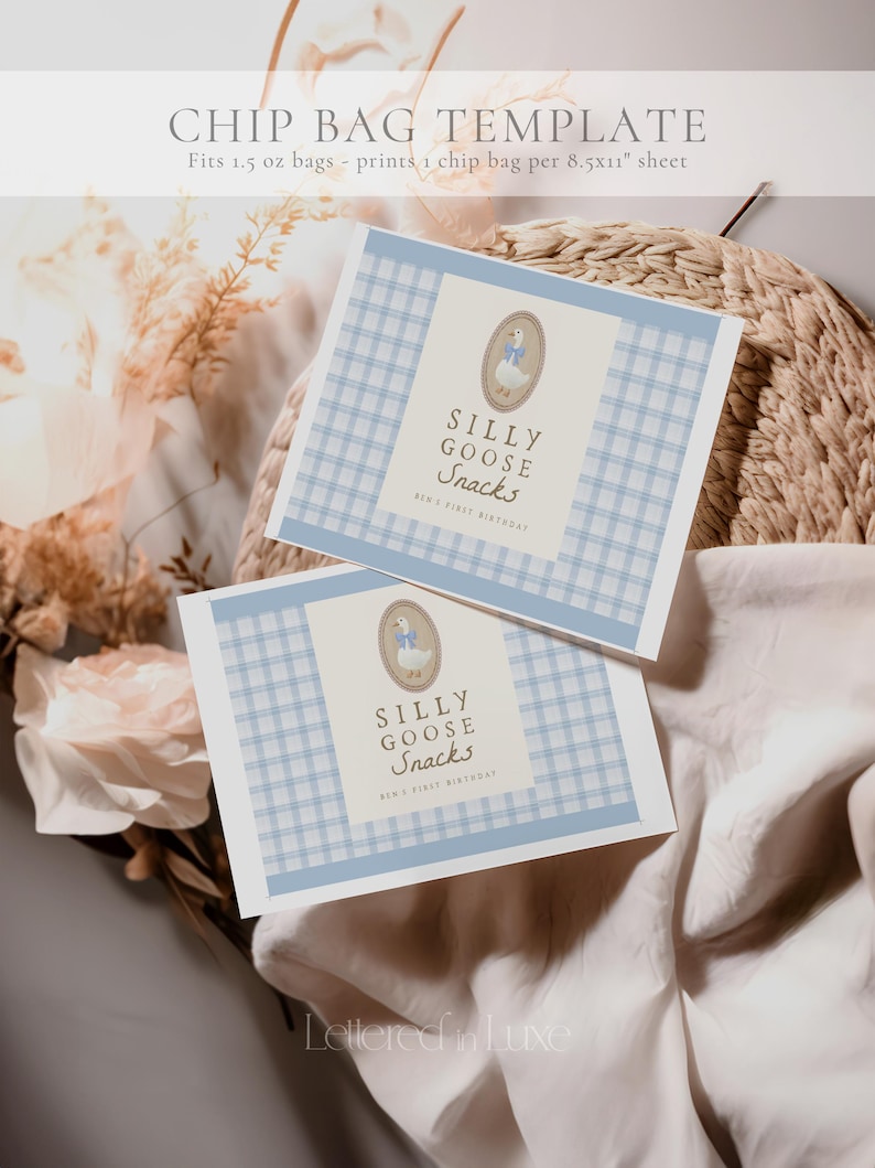 One Silly Goose Chip Bag Wrapper Digital | Goose Birthday Snack Bag ...