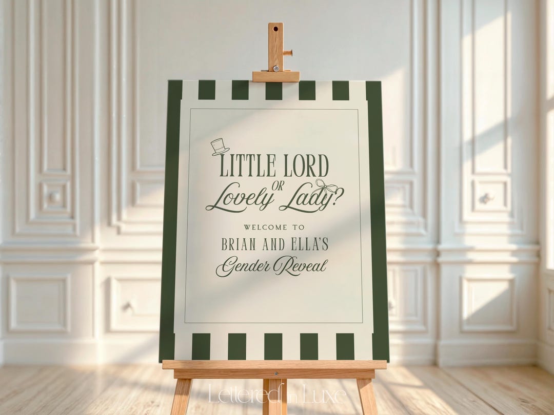 Old Money Gender Reveal Sign Digital | Little Lord or Little Lady ...