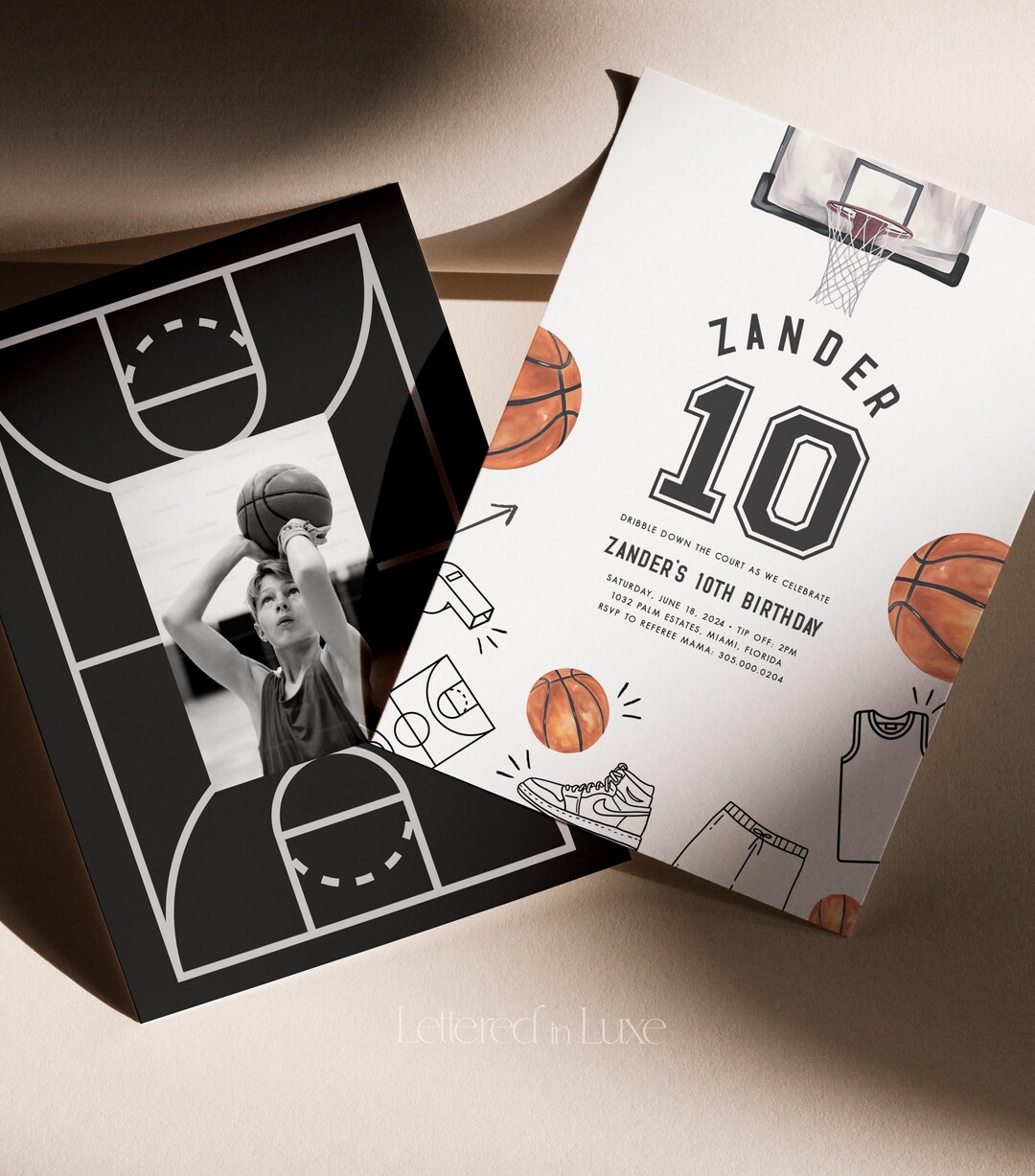 Basketball Birthday Invitation Digital | Boy 10th Birthday Invite ...