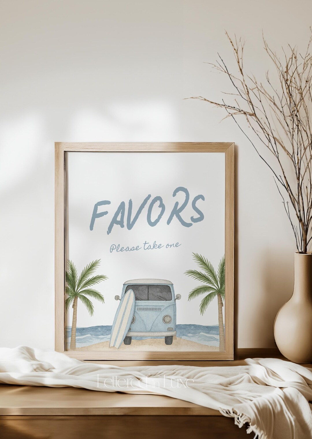 The Big One Time Favors Sign Digital | Surf Birthday Table Sign ...