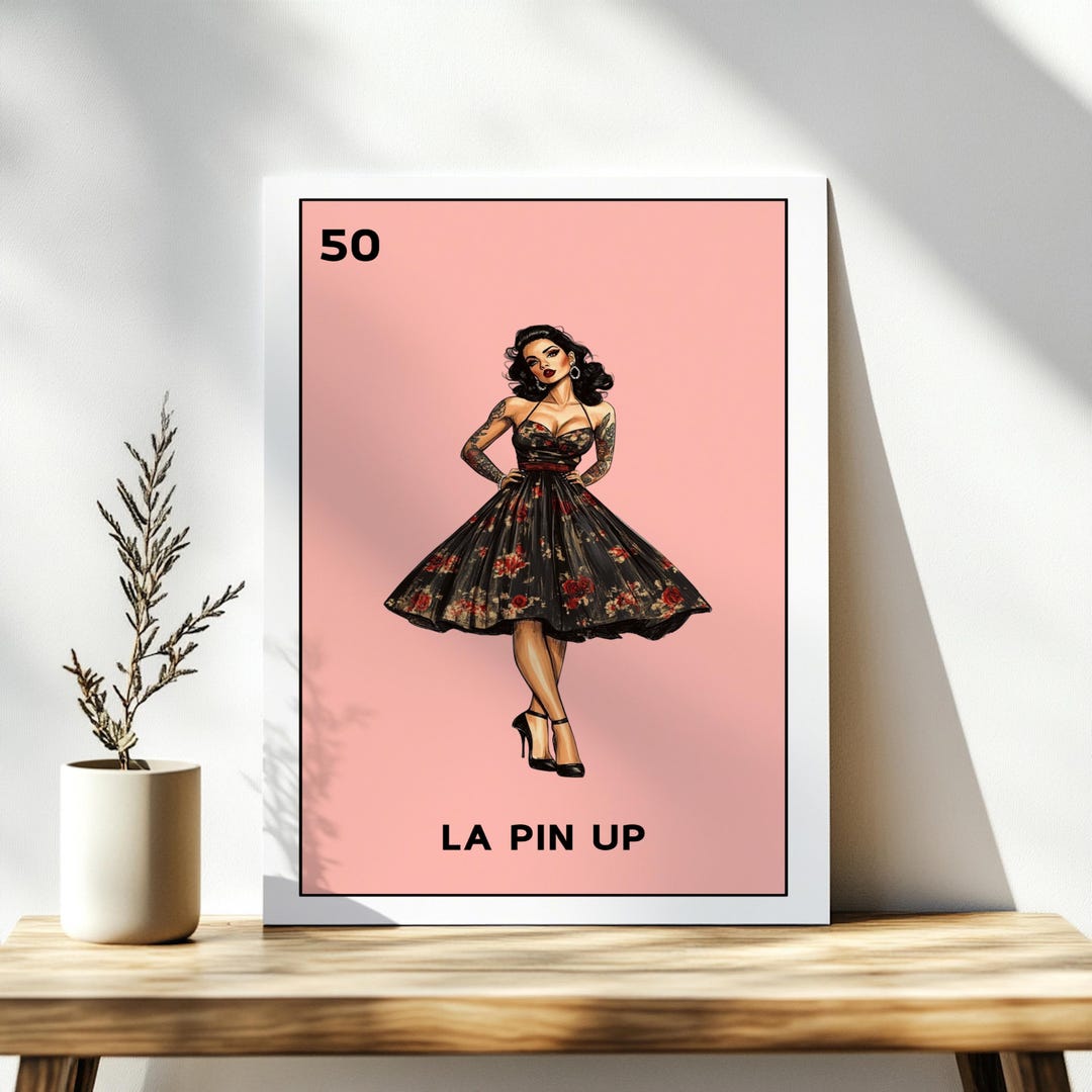 La Pin up Lotería Art Print or Greeting Card – Colorful Mexican Lotería Card Poster, Vintage ...