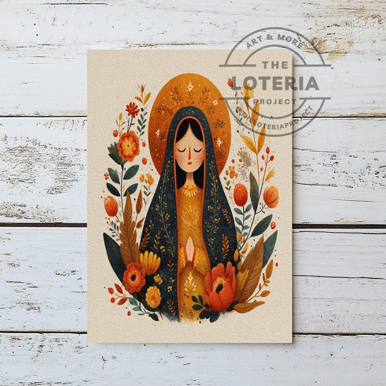 Guadalupe Folklorico Mexican Virgen Art Print – Colorful Virgin Mary ...