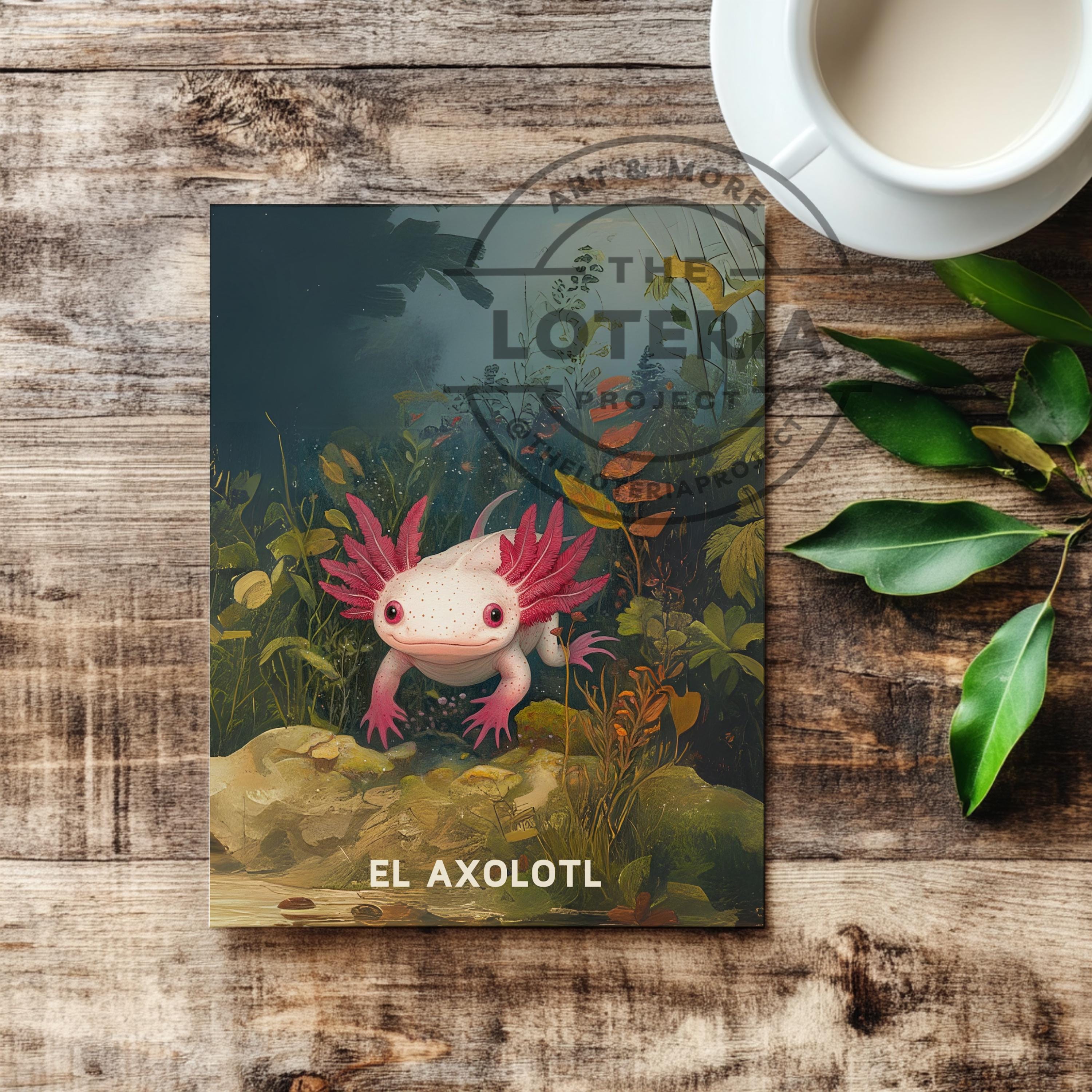 Vintage Aztec Axolotl Salamander Art Print – Aquatic Amphibian Artwork ...