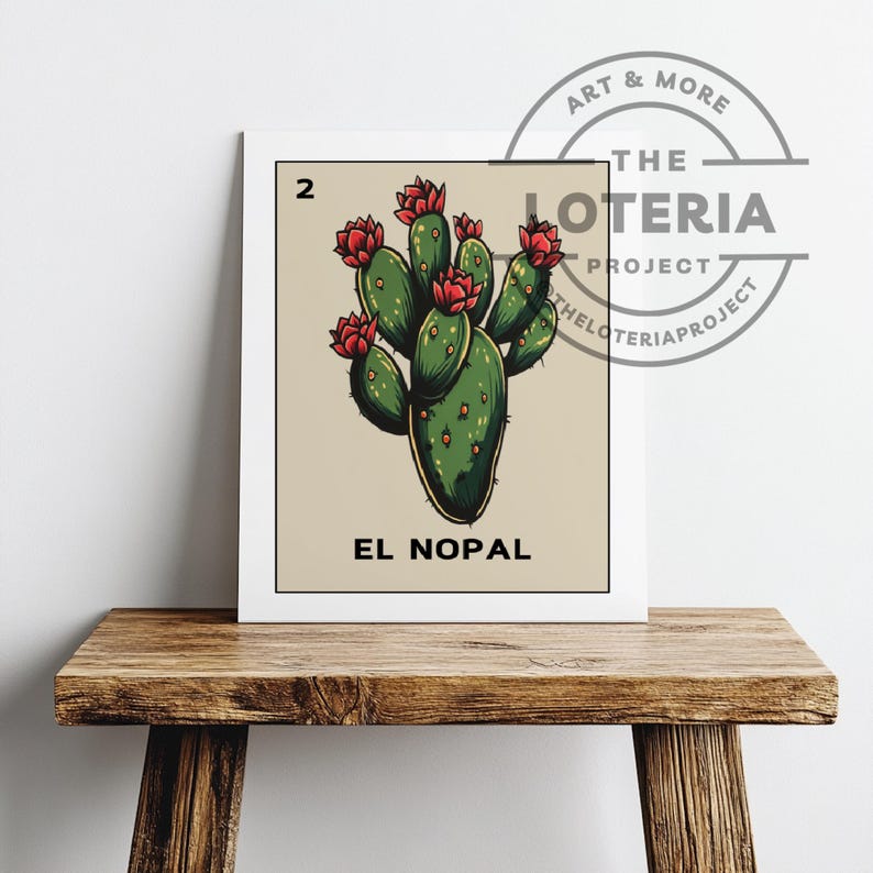 Loteria El Nopal, Desert Cactus Floral Art Print Gift for Her / Gift ...