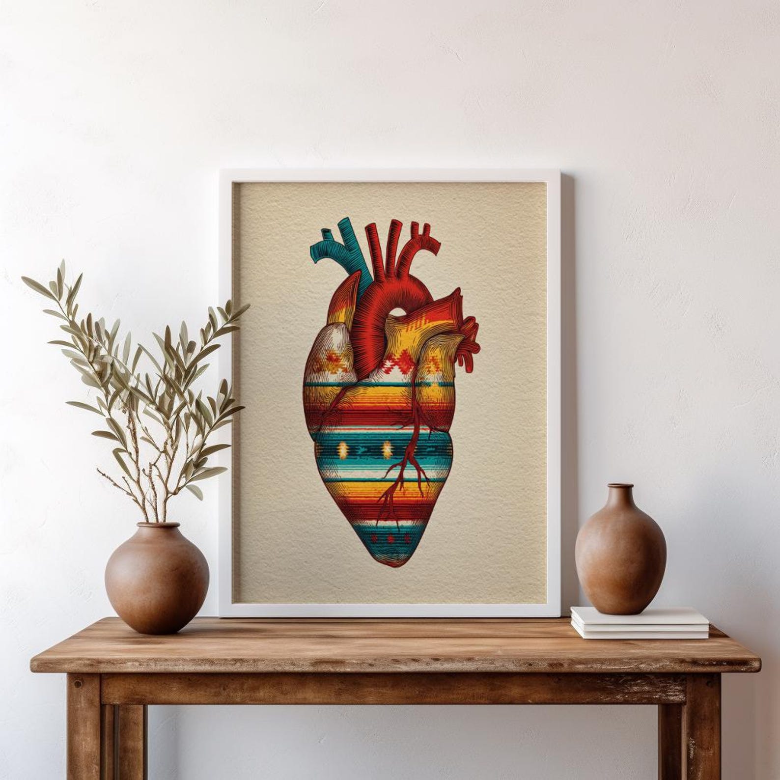 Folklorico Anatomical Heart Serape Art Print–southwestern Folk Anatomy ...
