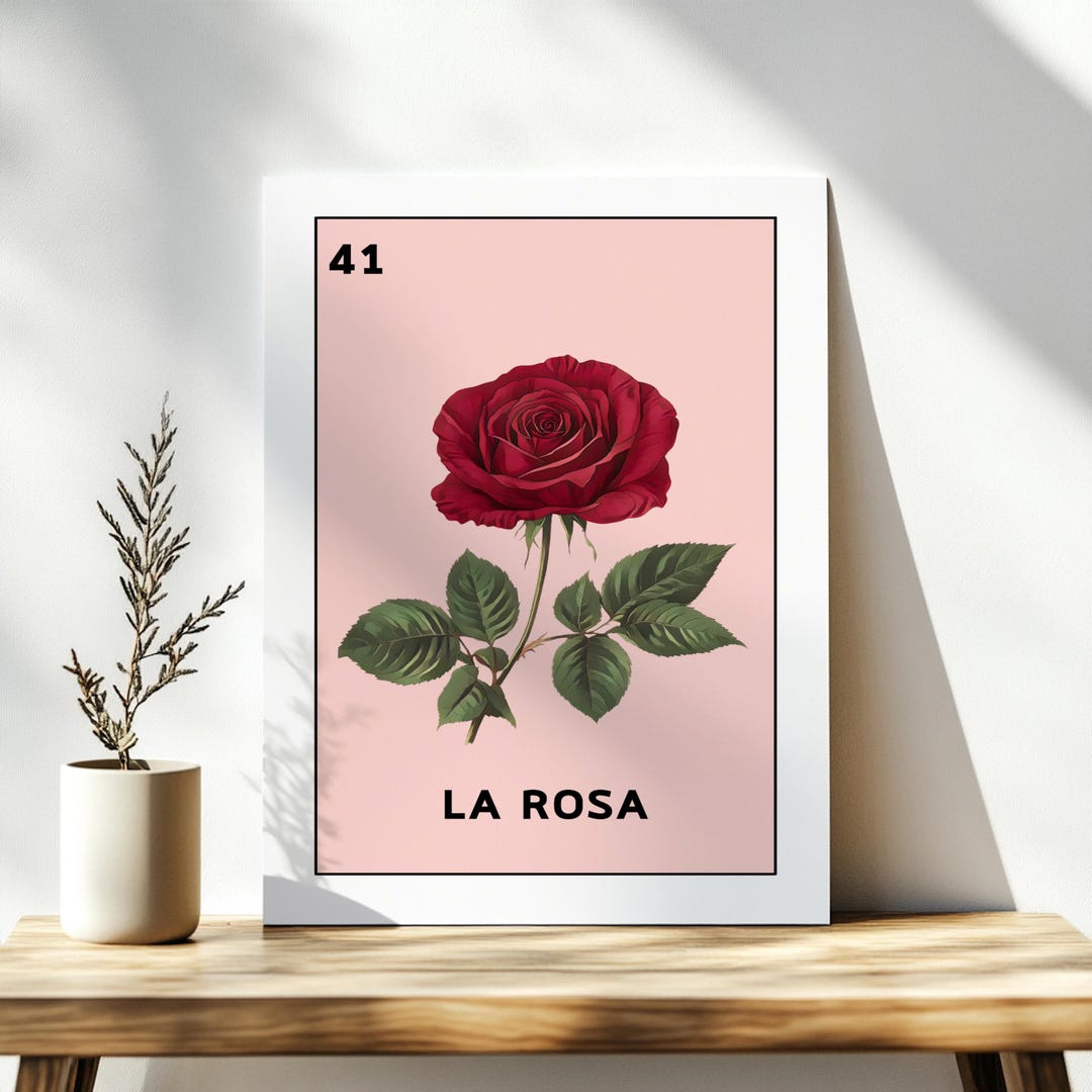 La Rosa Lotería Art Print – Mexican Folk Art, Traditional Lotería Card ...