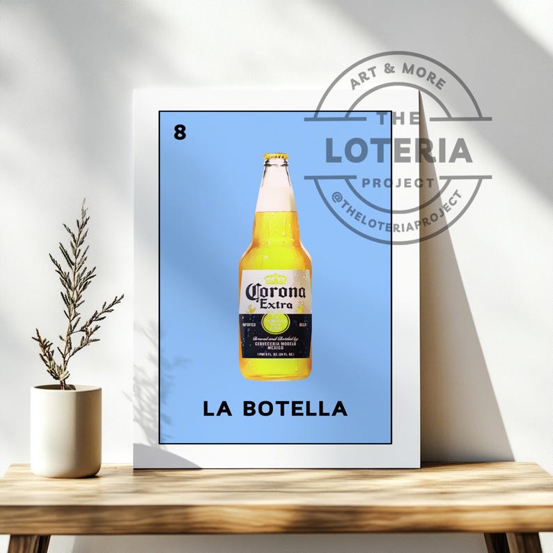 La Botella Cerveza Lotería Art Print – Mexican Folk Art, Traditional ...