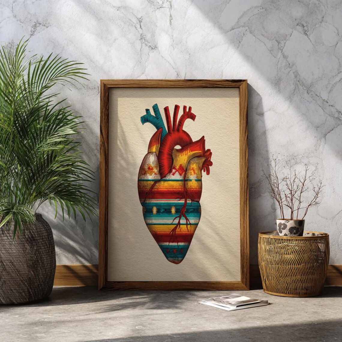 Folklorico Anatomical Heart Serape Art Print–southwestern Folk Anatomy ...
