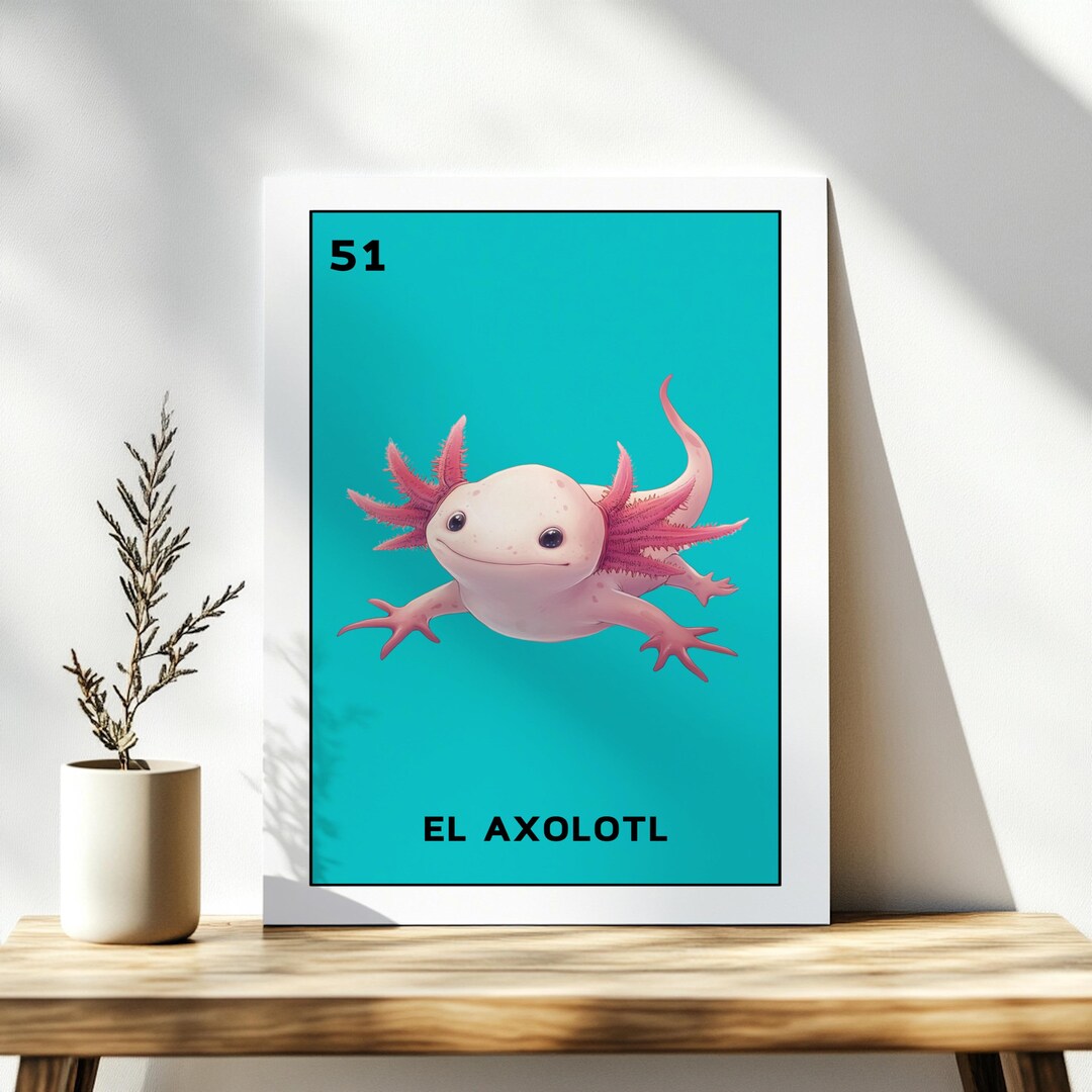 Vintage Mexican El Axolotl Salamander Art Print – Aquatic Amphibian ...