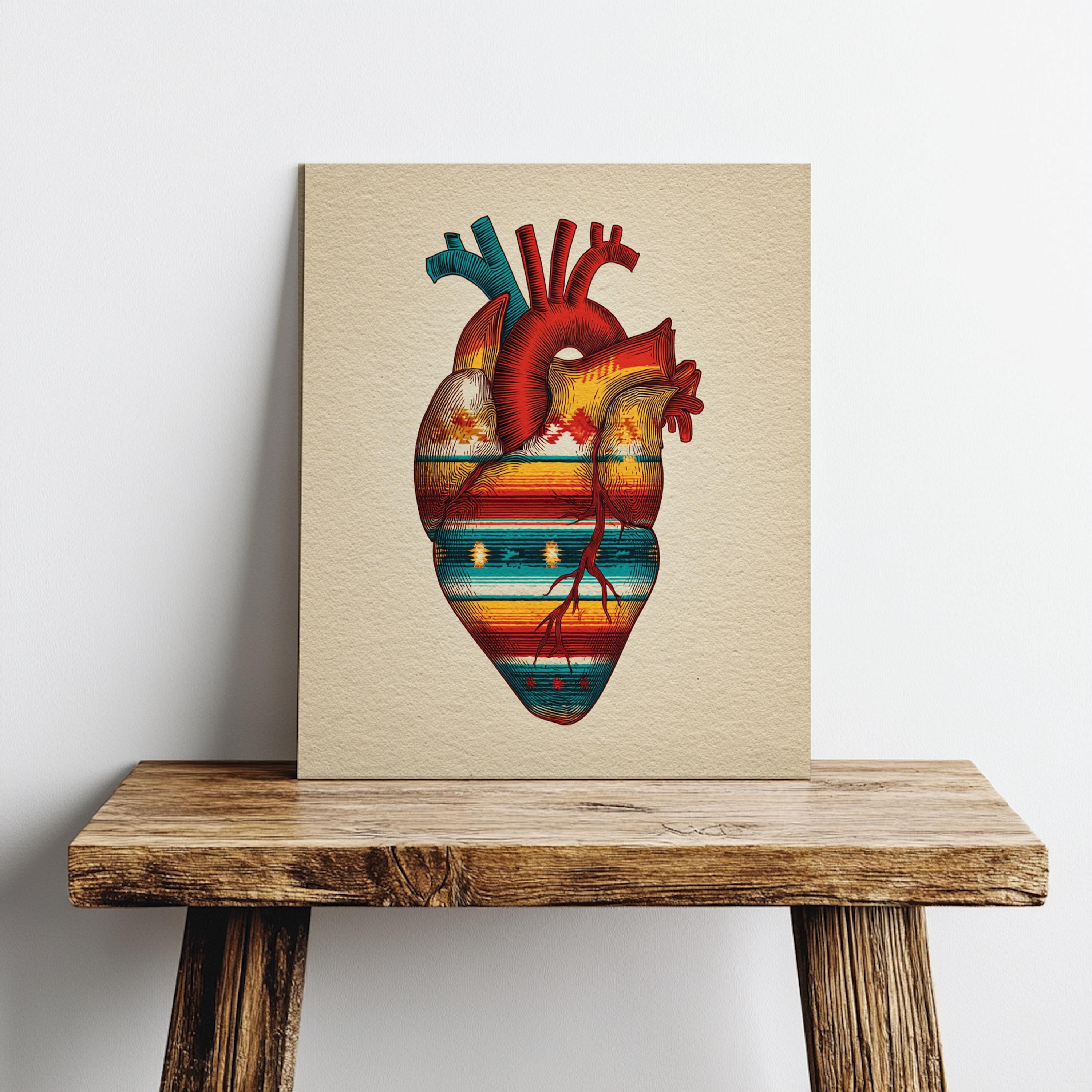 Folklorico Anatomical Heart Serape Art Print–southwestern Folk Anatomy ...