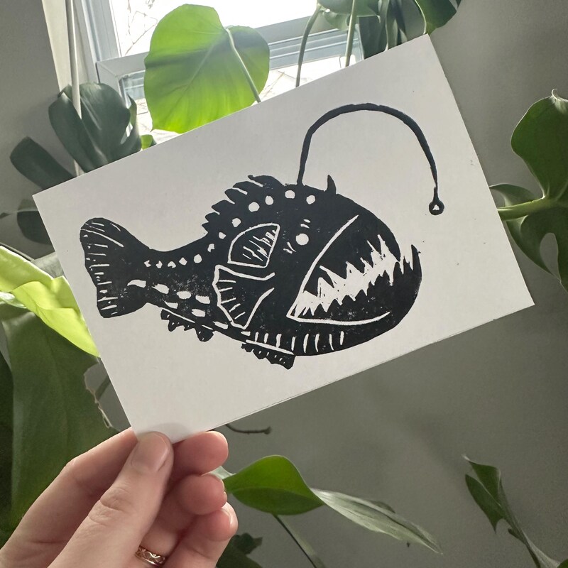 Fish Linocut - Etsy