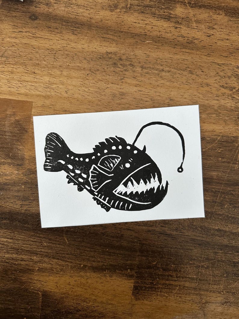 Angler Fish "divine Feminine" Linocut Print | Handmade Original | Block ...