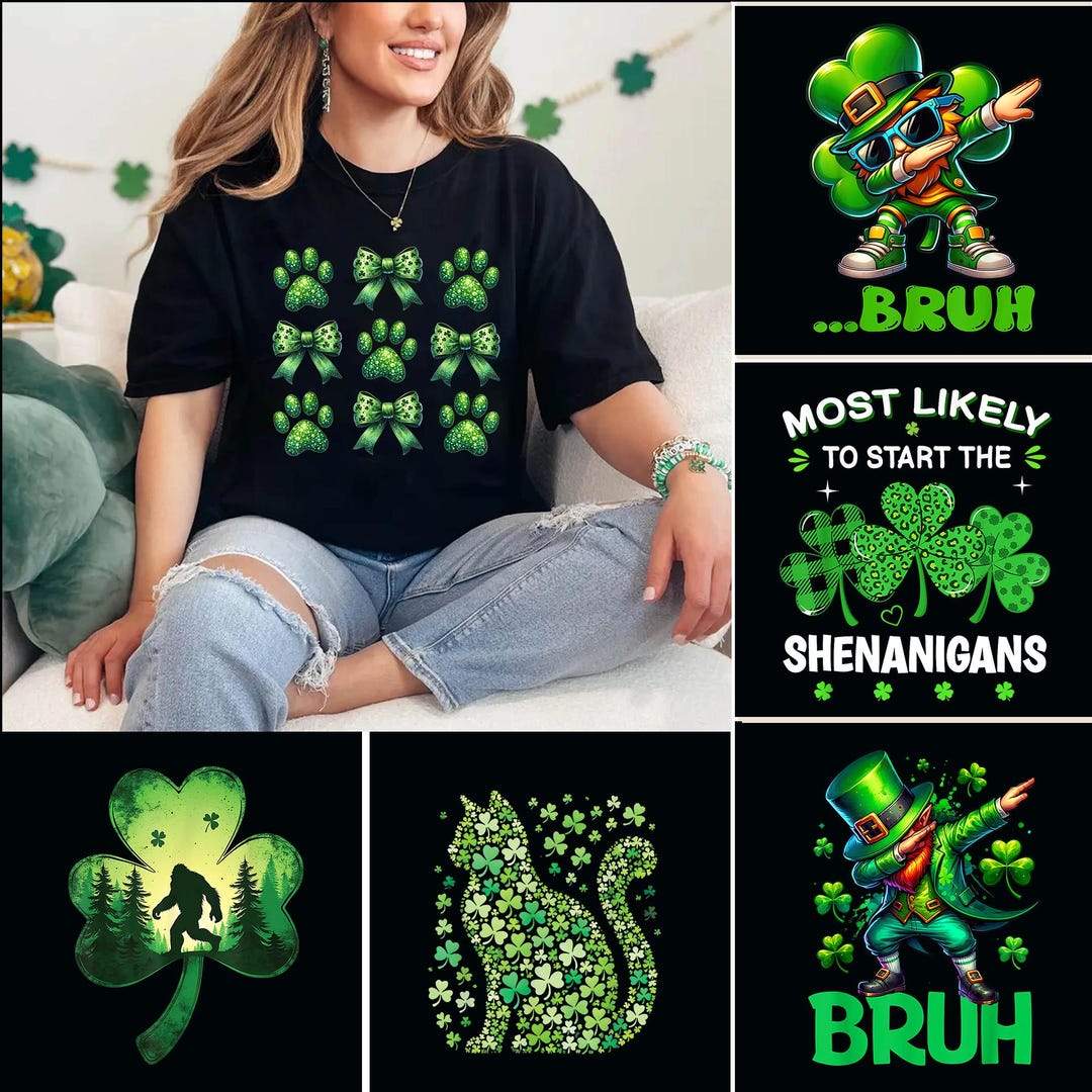 St Patricks Day Png Bundle, Bruh St Patrick's Day Png, Cat Dog St ...